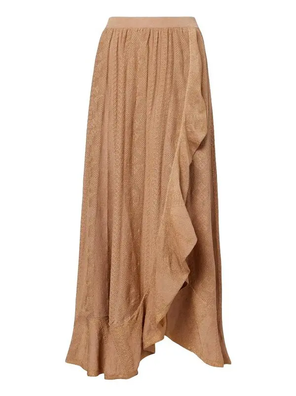 Zimmermann Aster Pointelle Lame Maxi Skirt - Brown