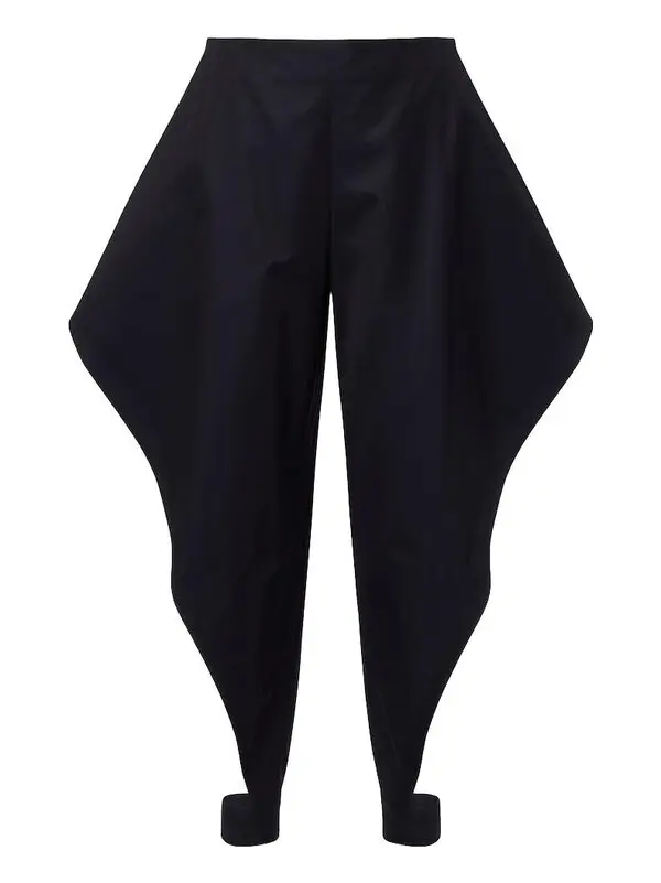 Alaïa Ruffled Cotton Gabardine Tapered Pants - Black