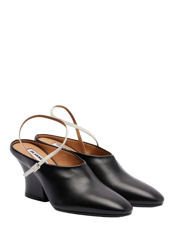 JIL SANDER Leather Mules - Black