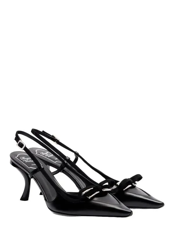 ROGER VIVIER Virgule 75 Leather Slingback Pumps - Black