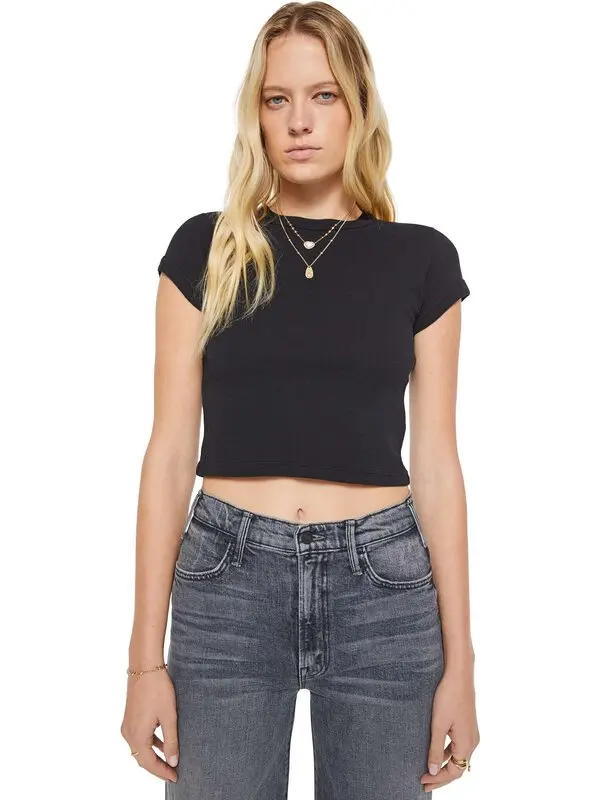 MOTHER The Itty Bitty Ringer Crop T-shirt - Black