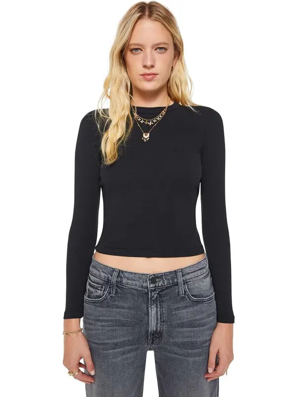 MOTHER The L/s Itty Bitty Crop T-shirt - Black
