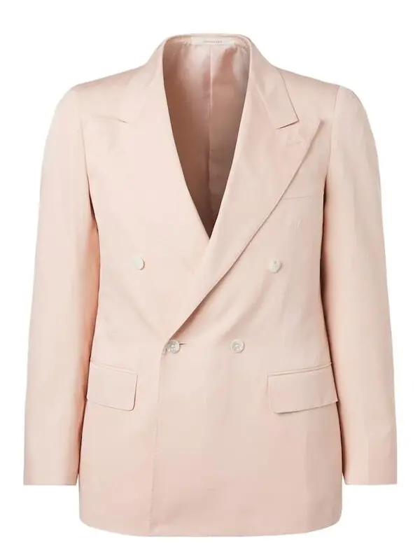 UMIT BENAN Richard Double-breasted Silk Blazer - Pink