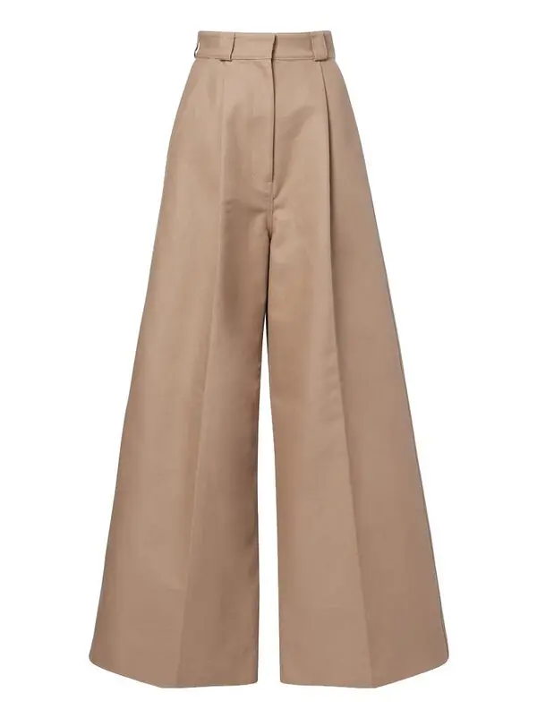 Balenciaga Cotton Gabardine Wide-leg Pants - Beige