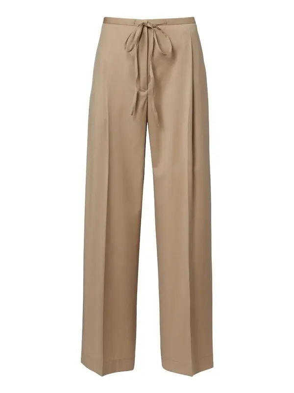 RÓHE Pleated Virgin Wool Wide-leg Pants - Beige