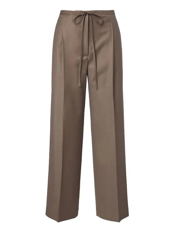 RÓHE Pleated Virgin Wool Wide-leg Pants - Brown