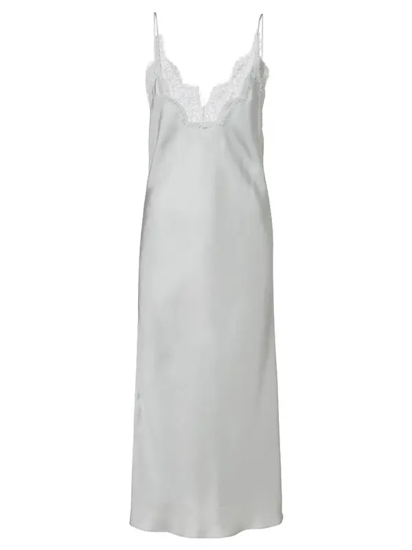 RÓHE Lace-trimmed Silk Slip Dress - Grey