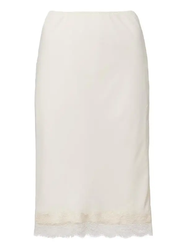 RÓHE Lace-trimmed Satin Slip Skirt - White