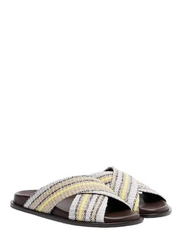 Missoni Viola Striped Lamé Sandals - White