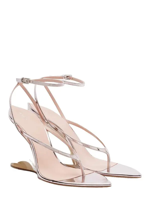 Alaïa Invisible Leather Wedge Thong Sandals - Pink