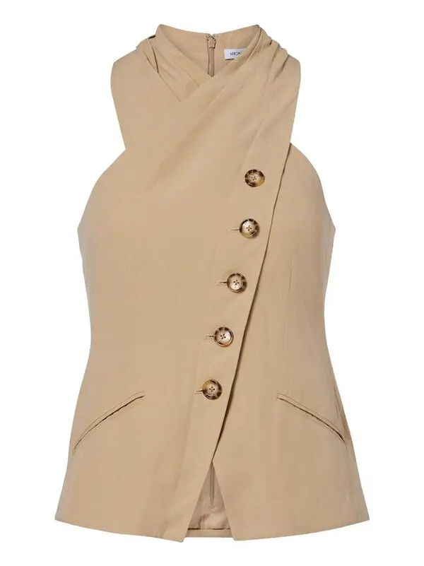 Veronica Beard Pacey Halterneck Top - Brown