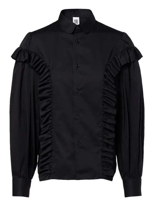 Noir Kei Ninomiya Ruffled Cotton Shirt - Black
