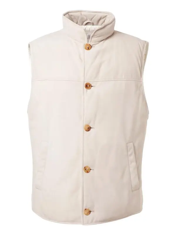 Brunello Cucinelli Suede Down Vest - Beige