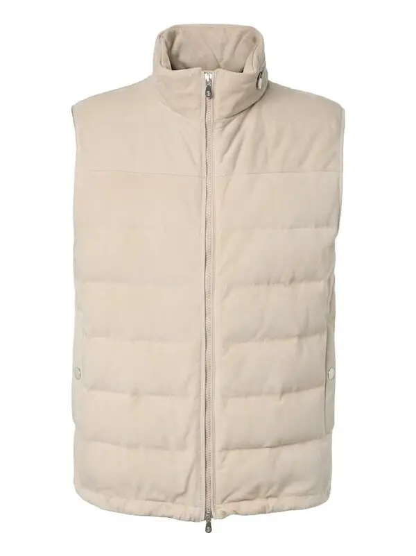 Brunello Cucinelli Suede Down Vest - Sand