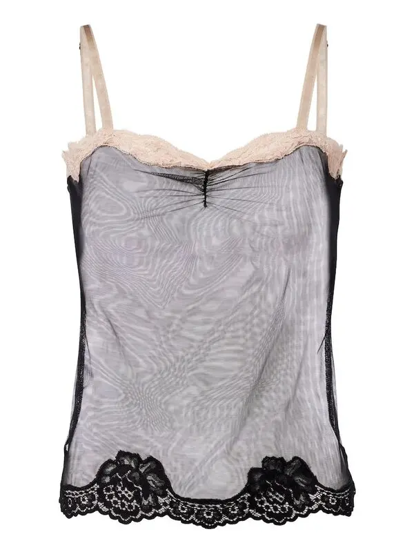 Valentino Garavani Lace-trimmed Mesh Camisole - Black