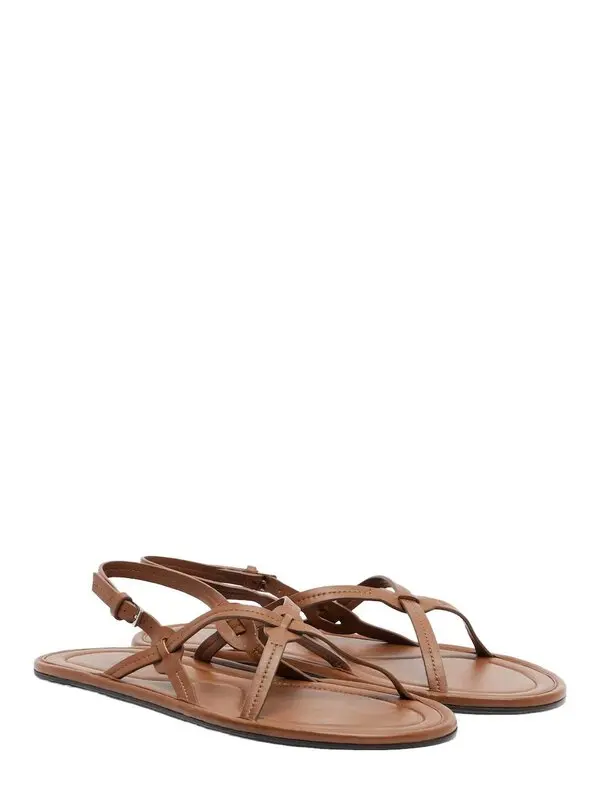 THE ROW Malick Strap Leather Sandals - Brown