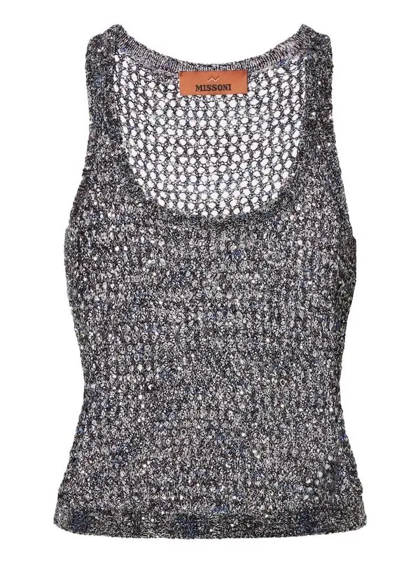 Missoni Sequined Knitted Tank Top - Black
