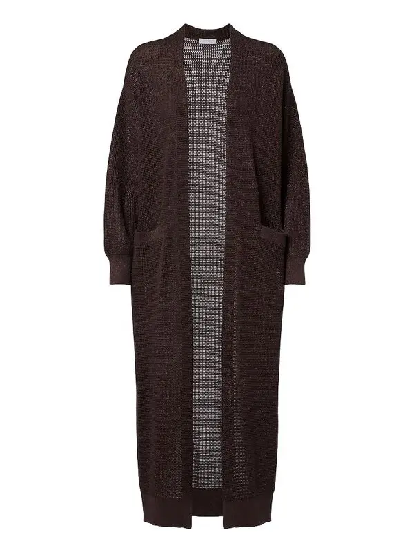 Brunello Cucinelli Cotton-blend Lamé Cardigan - Brown