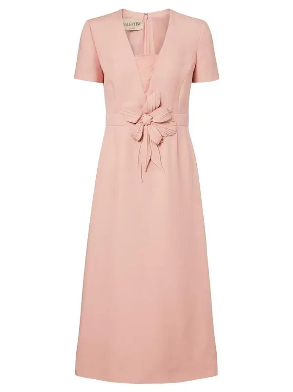 Valentino Garavani Crepe Couture Floral-appliqué Midi Dress - Pink