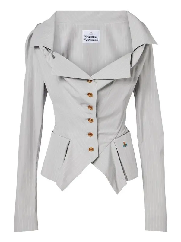 VIVIENNE WESTWOOD Monday Pinstripe Peplum Shirt - Grey