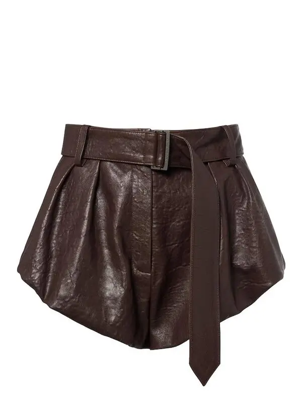 Magda Butrym Belted Leather Shorts - Brown