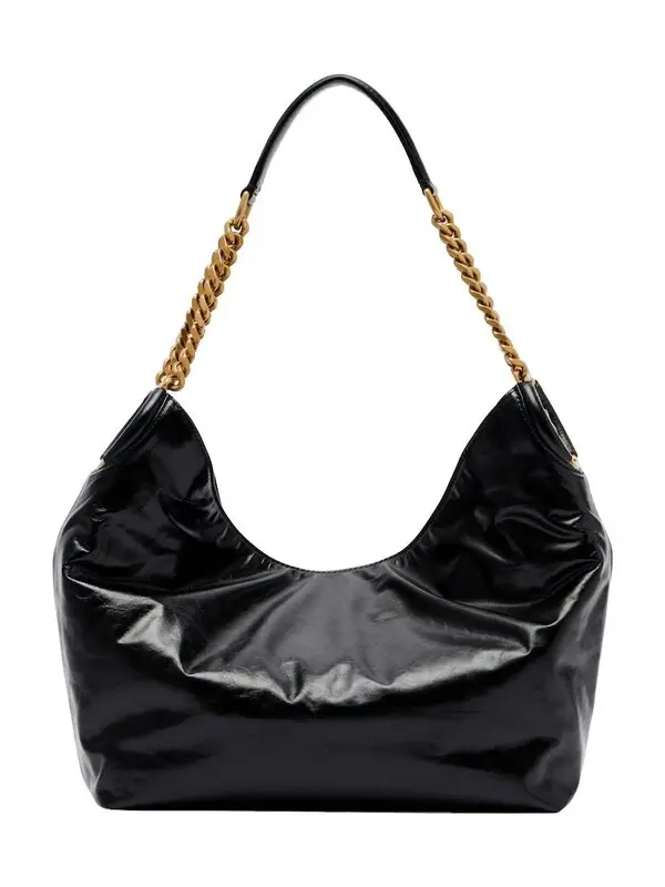 Saint Laurent Hortense Leather Shoulder Bag - Black