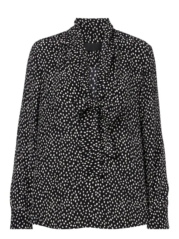 NILI LOTAN Janese Bow-detail Polka-dot Silk Blouse - Black