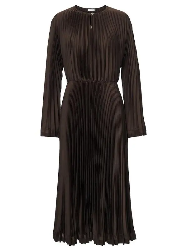 Vince Pleated Midi Dress - Brown