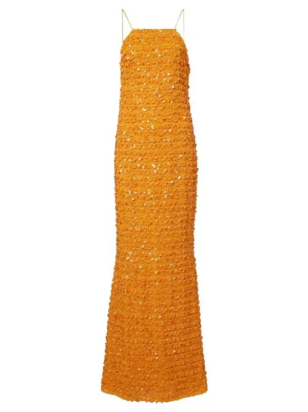 TALLER MARMO Candice Sequined Gown - Orange