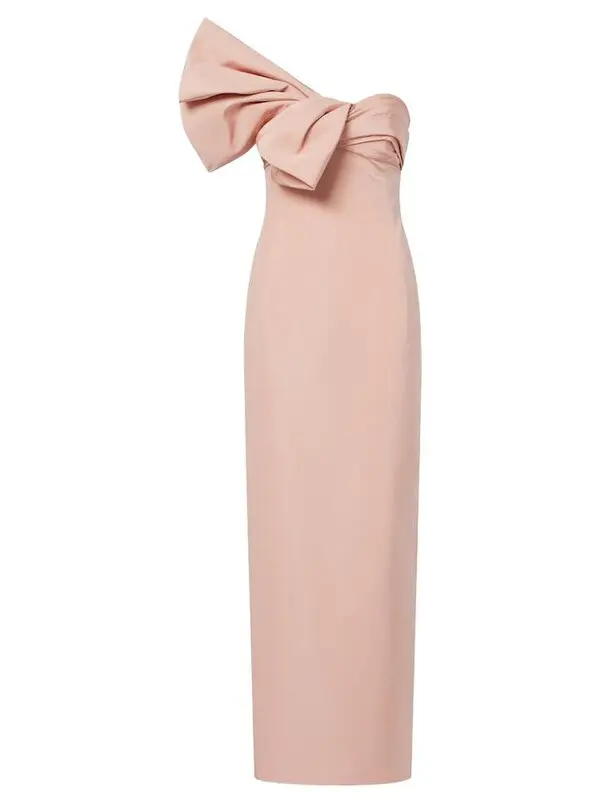 Oscar De La Renta Bow-detail Draped Silk Faille Gown - Pink