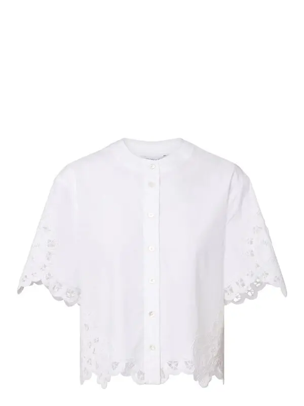 Veronica Beard Aleck Embroidered Cotton Shirt - White