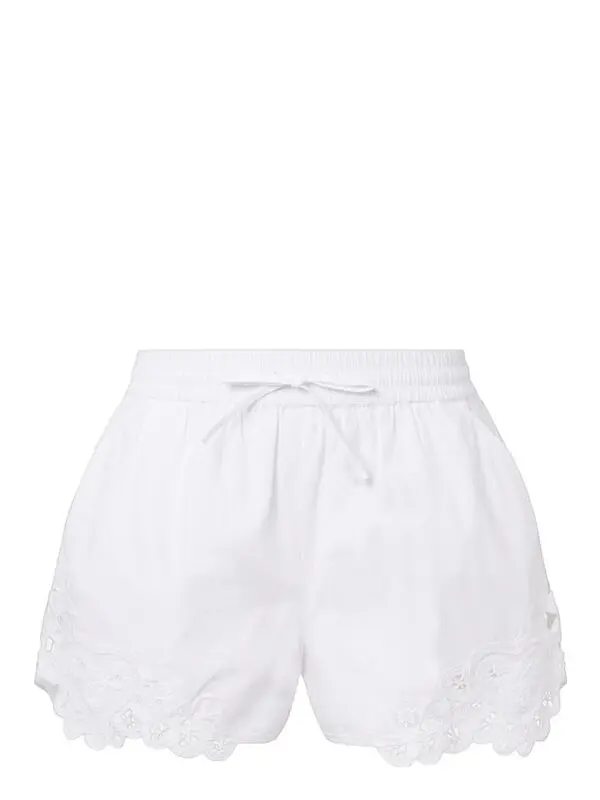 Veronica Beard Vivaldi Embroidered Cotton Shorts - White