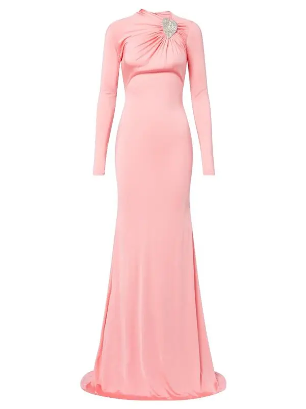 David Koma Embellished Satin Gown - Pink