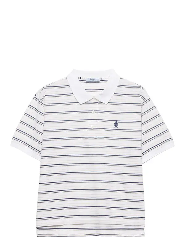 Prada Striped Piqué Polo Shirt - White