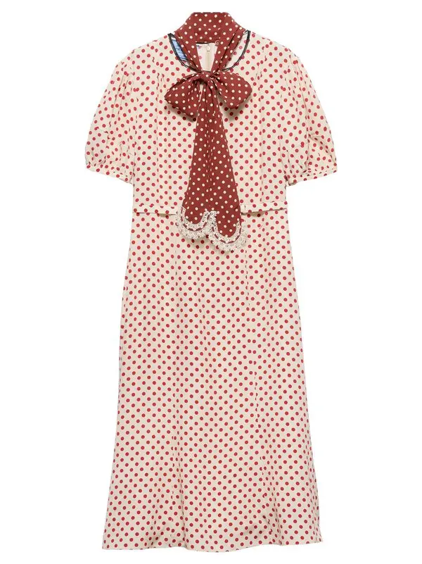 Prada Polka-dot Marocain Dress - Neutral