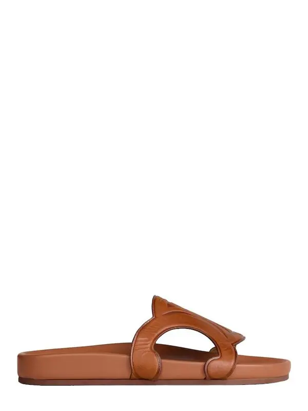 Celine Triomphe Slide In Calfskin - Tan
