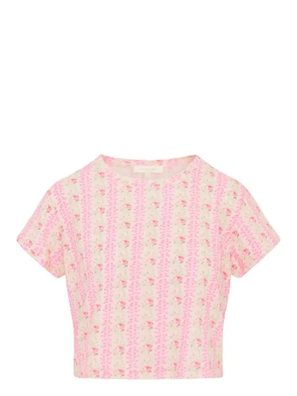 LoveShackFancy Rubin Cropped Tee - Pink Macaroon