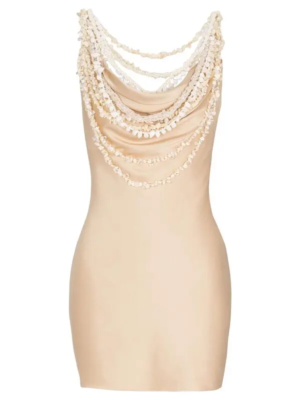 Balmain Silk Shell Dress - Beige