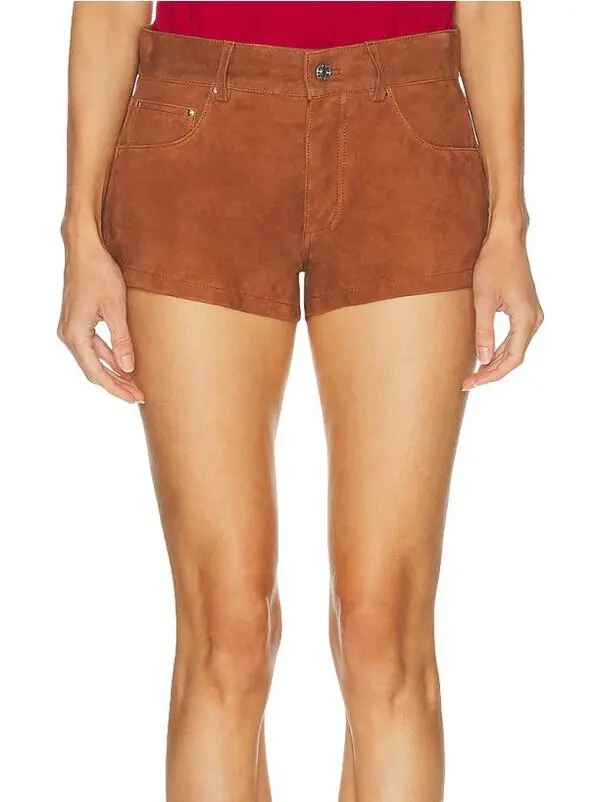 EB DENIM Portman Low Rise Short - Cognac Suede