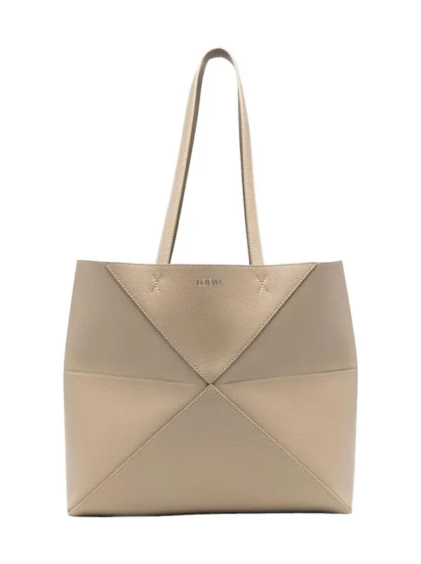 Loewe Puzzle Fold Leather Tote - Grey