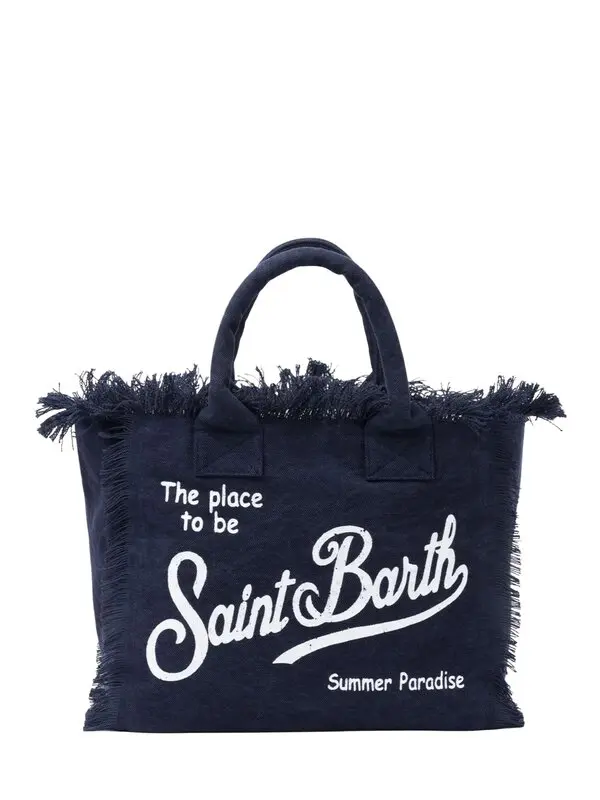 MC2 SAINT BARTH Tote Bag With Fringe Detail - Blue