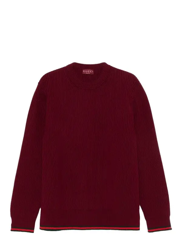 Gucci Crewneck Sweater In Cashmere And Wool Blend - Red