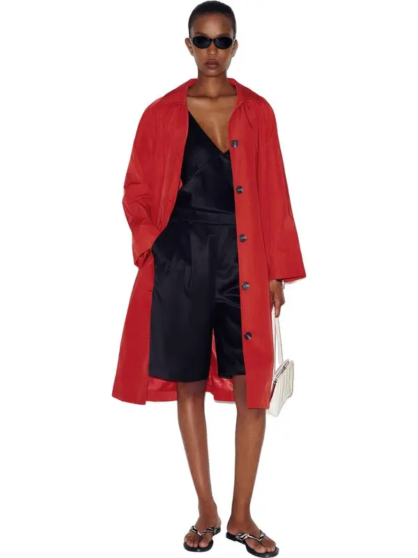REFORMATION Beck Trench Coat - Red