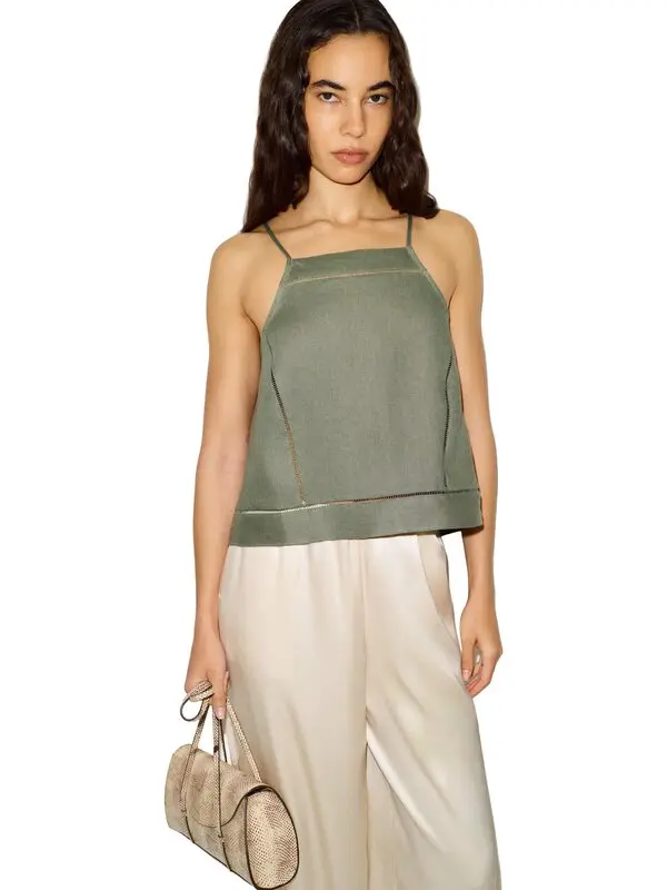 REFORMATION Dario Linen Top - Green