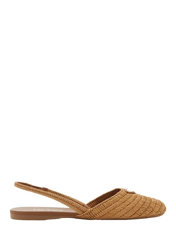 Prada Raffia Slingback Ballet Flats - Brown