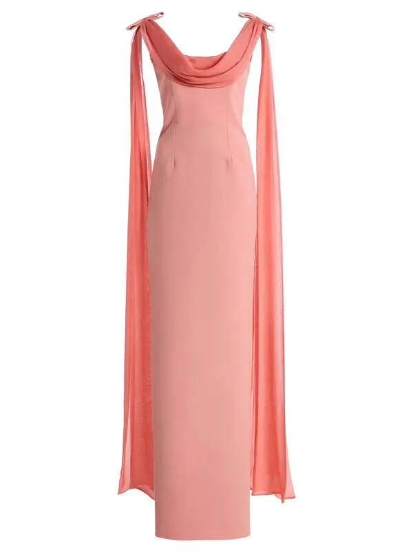 THE NEW ARRIVALS ILKYAZ OZEL Morticia Sash-detailed Crepe Maxi Dress - Pink