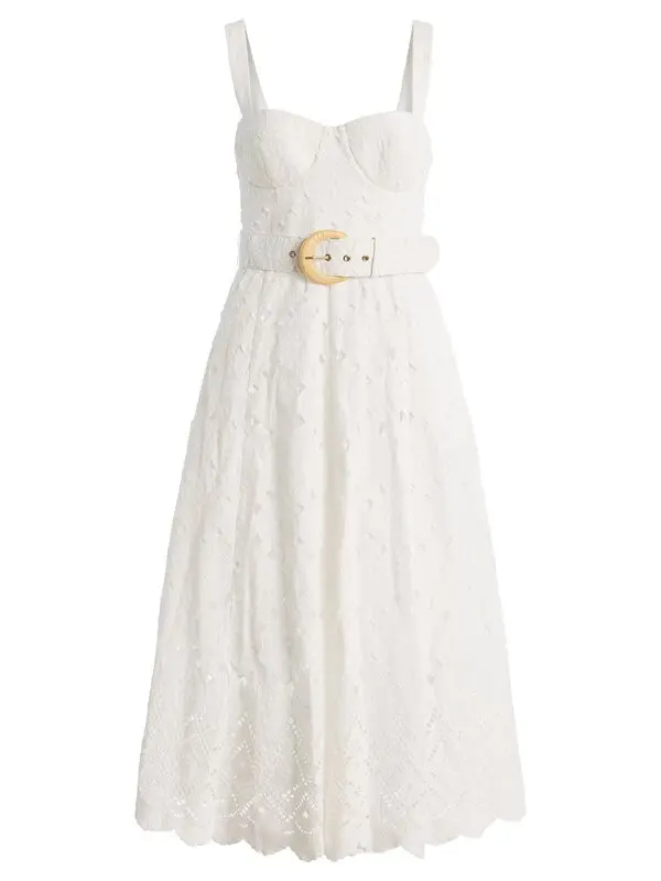 Cara Cara Calypso Eyelet Cotton Midi Dress - White