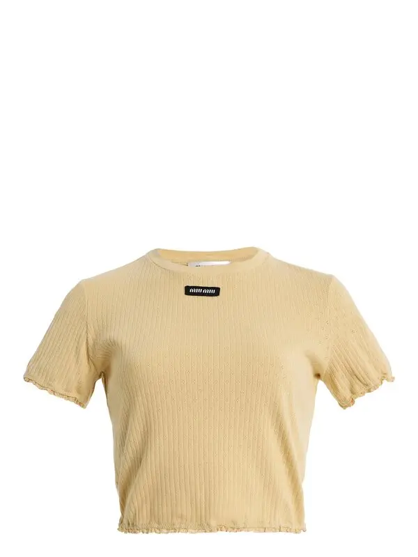 Miu Miu Pointelle-knit Cotton Baby Tee - Yellow