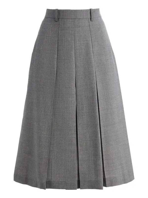 Marie Adam-Leenaerdt Pleated A-line Midi Skirt - Grey