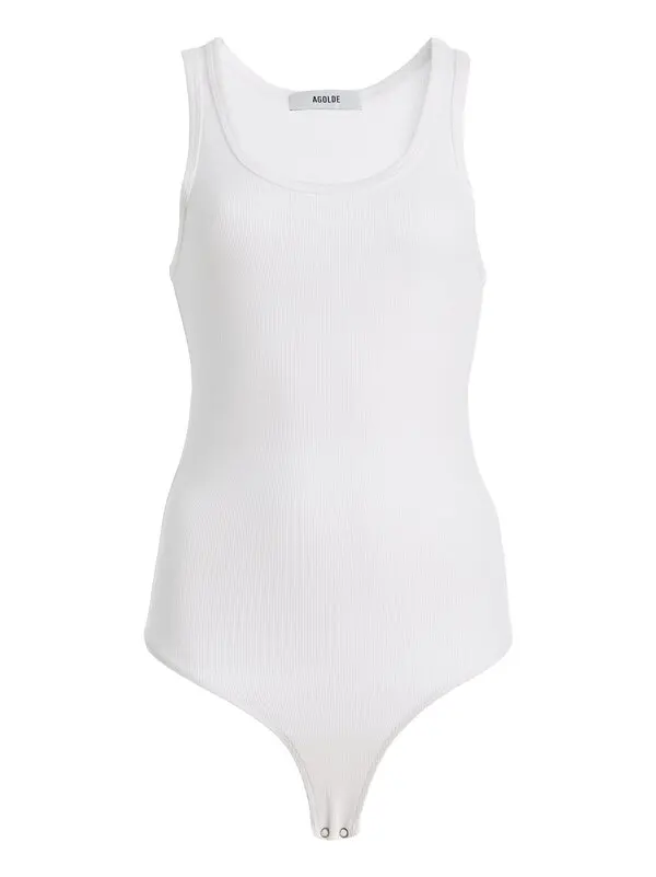 AGOLDE Maria Ribbed Tank Bodysuit - White